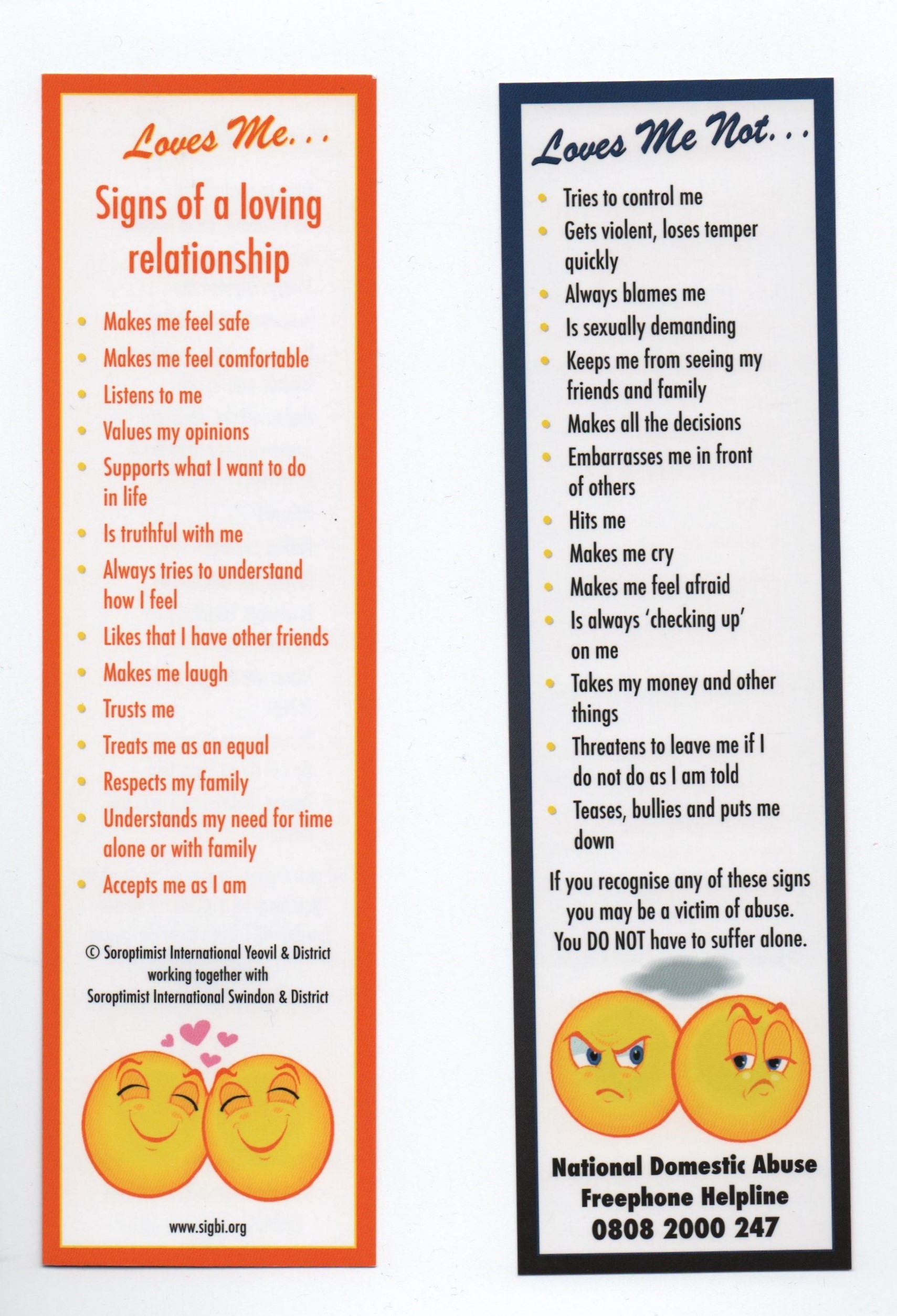 Healthy Relationships Bookmarks Wiltshire Healthy Schools